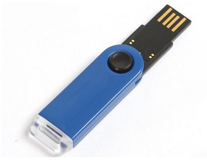 Blue Plastic Twist USB Sticks For Gifts , Plastic 32gb Flash Drive