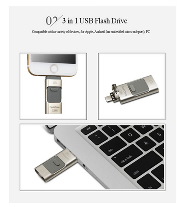 Mobile Phone USB Storage 3 in 1 U-Disk Pendrive Multi-function OTG Card ...