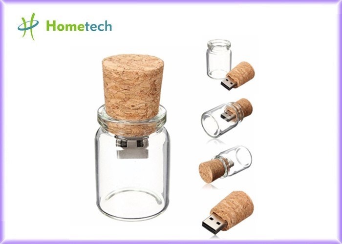 Bottle Glass Wooden USB Flash Drive 2.0 For Wedding Giveaways 4GB 8GB