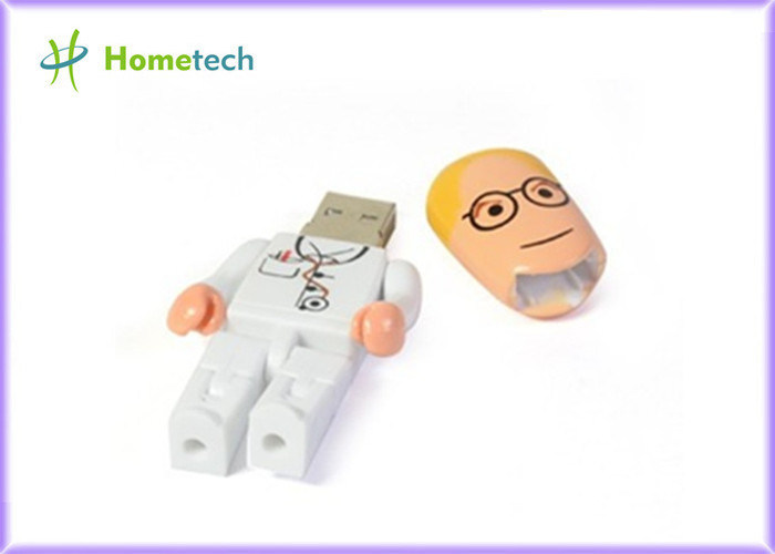 Plastic Robot Cartoon Character USB Storage Device / Blue Memory Stick